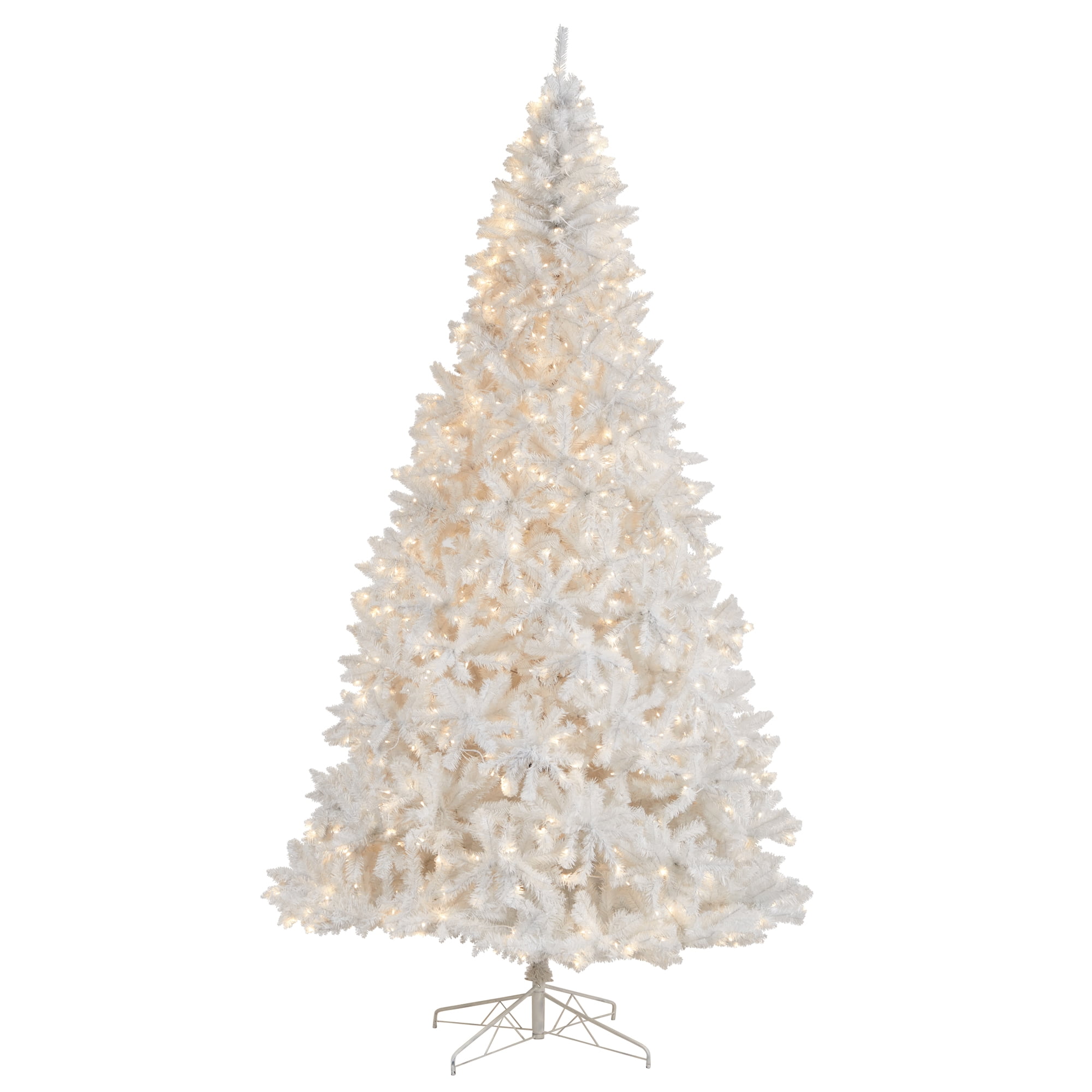 Nearly Natural Warm White Prelit LED White Decorated Fir Christmas Tree ...