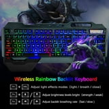 XINMENG Wireless Gaming Keyboard and Mouse, Rainbow Backlit ...