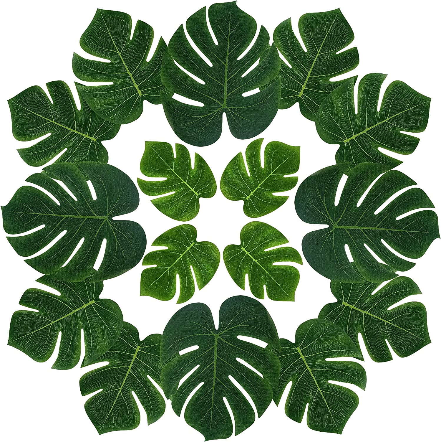 50PCS Artificial Palm Leaves Tropical Monstera Fake Large Green Leaf ...