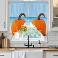 Coastal Beach Swag Curtain Valance for Windows, Blue Ocean Sand Autumn ...