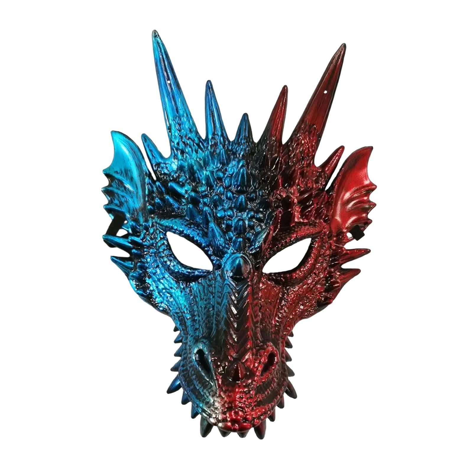 Máscara de Cosplay Strade Fareast Limited Cabeza de Dragón 3D Azul Rojo ...