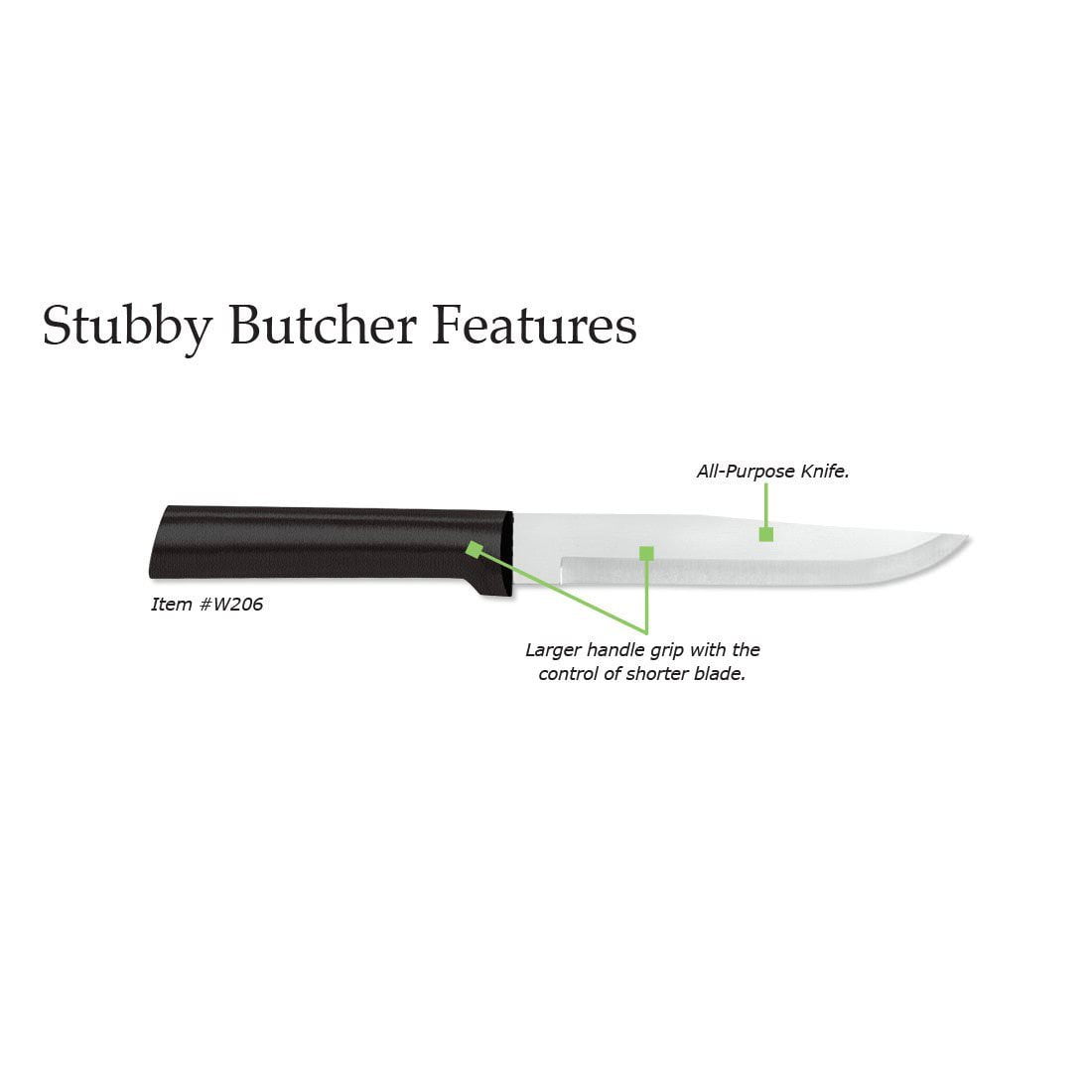 Rada Cutlery Stubby Butcher Knife – Stainless Steel Blade With Black ...
