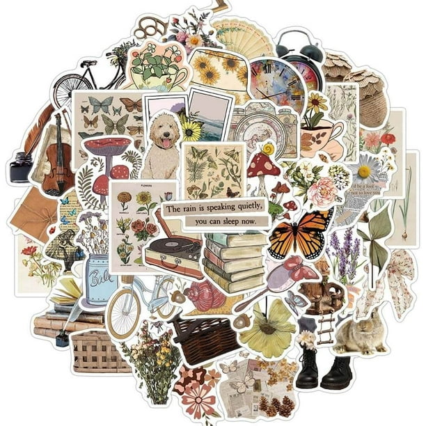 HHHC 50Pcs Vintage VSCO Stickers , Waterproof Vinyl Stickers for ...