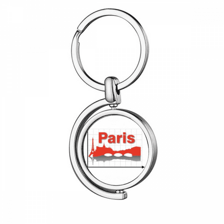 Paris City Outline Coordinate Axis Rotating Keychain Metal Keyring ...