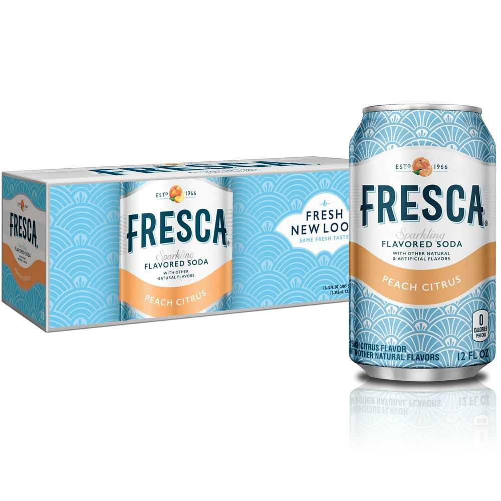 Fresca Peach Soda Sparkling Flavored Soda Pop Soft Drink Zero Calorie and Sugar Free, 12 fl oz ...