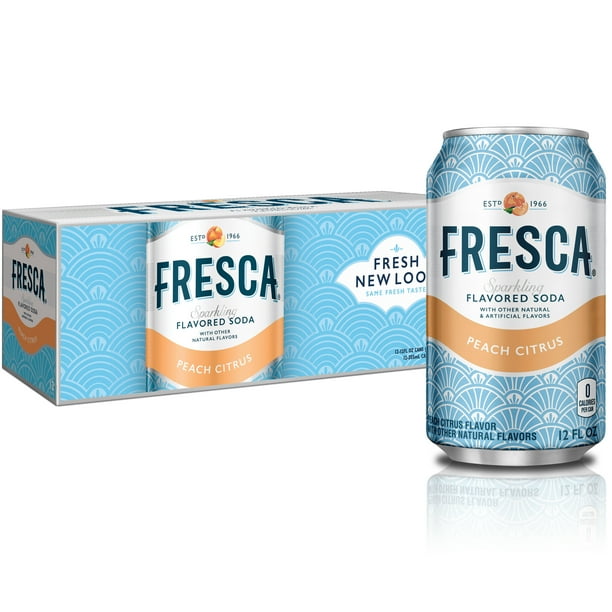 Fresca Peach Soda Sparkling Flavored Soda Pop Soft Drink Zero Calorie ...
