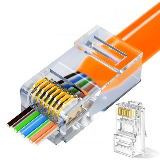 Hiija RJ45 Connector - CAT6 RJ45 Pass Through Connectors Ends 100PCS ...
