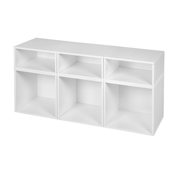 Niche Cubo Storage Set- 3 Full Cubes/3 Half Cubes- White Wood Grain ...