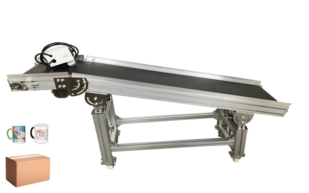 PreAsion Inclined Ramp Conveyor Machine PVC Flat Belt Electric ...