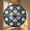 Blue Geometric Floral Stained Glass Suncatcher – Decorative Window ...