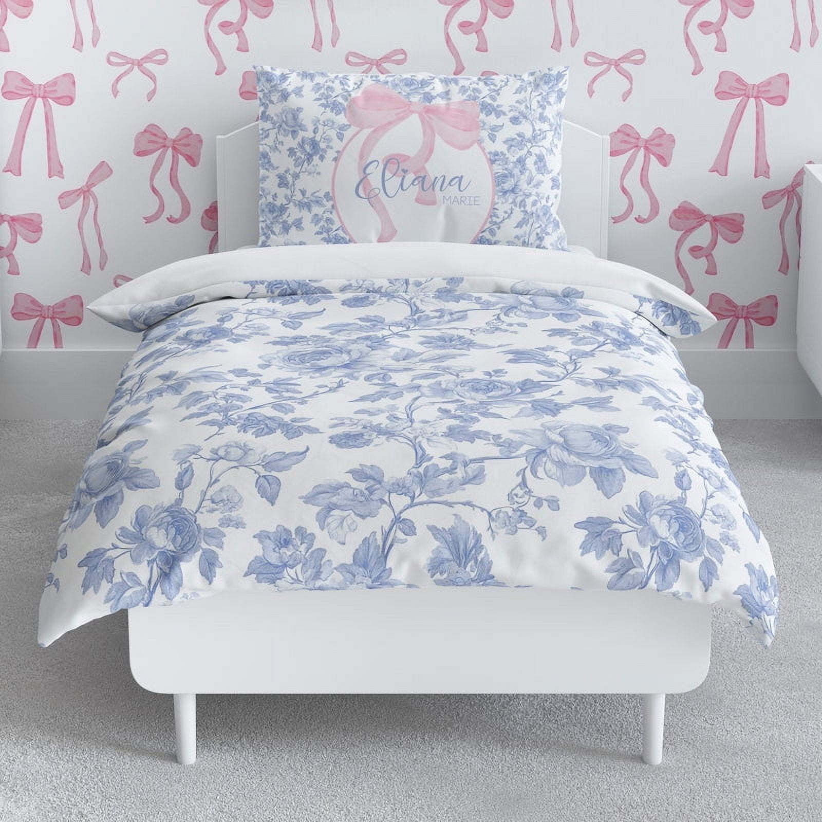 Juego de cama para niños Fancy Bow Blue Toile (edredón o funda nórdica ...