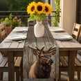 Brown Elk Cotton Linen Table Runner Farmhouse Animals Wood Grain ...