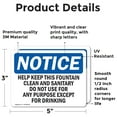 (2 Pack) Help Keep This Fountain Clean Sanitary OSHA Notice Sign ...