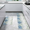 Blue Flower 2 Pieces Non-Slip Kitchen Mat Set Grey Plaid Hydrangeas ...