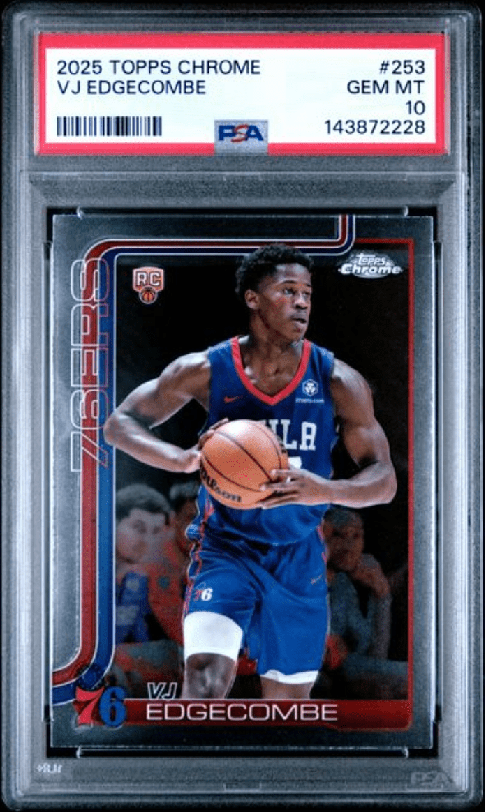 Graded 2025 Topps Chrome VJ Edgecombe #253 Rookie RC Basketball Card ...