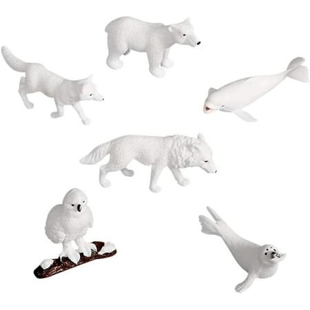 HTCM 6pcs Winter Animal Figurines Toys Cake Topper Realistic Plastic ...