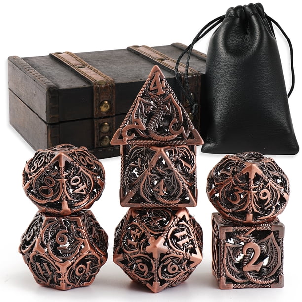 DND Dice Hollow D&D Metal Dice Dungeons and Dragons Dice Set with Gift ...