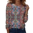 3/4 Sleeve Tops for Women Plus Size Summer Cute Shirts Floral Print ...