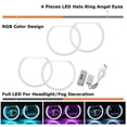 4pc Set 7-Color RGB LED Angel Eye Halo Rings w/Adjustable Setting For ...