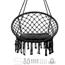 Equip Illuminated Macrame Hammock Chair - Cream with Mulicolored Lights ...