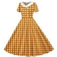 AGWOLF Womens 1950s Vintage Dress Plaid Swing Short Sleeve Dresses ...
