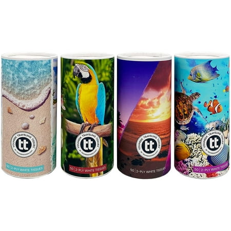 Traveling Tissues Round Cylinder Box Facial Tissues Tubes - 4 Pack, 50 ...