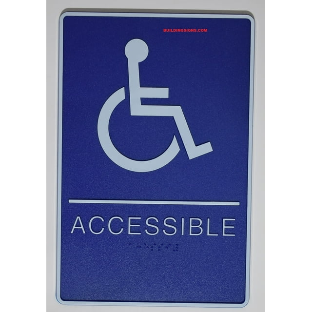 Wheelchair Accessible Restroom Sign with Tactile Graphic (Blue,6x9 ...