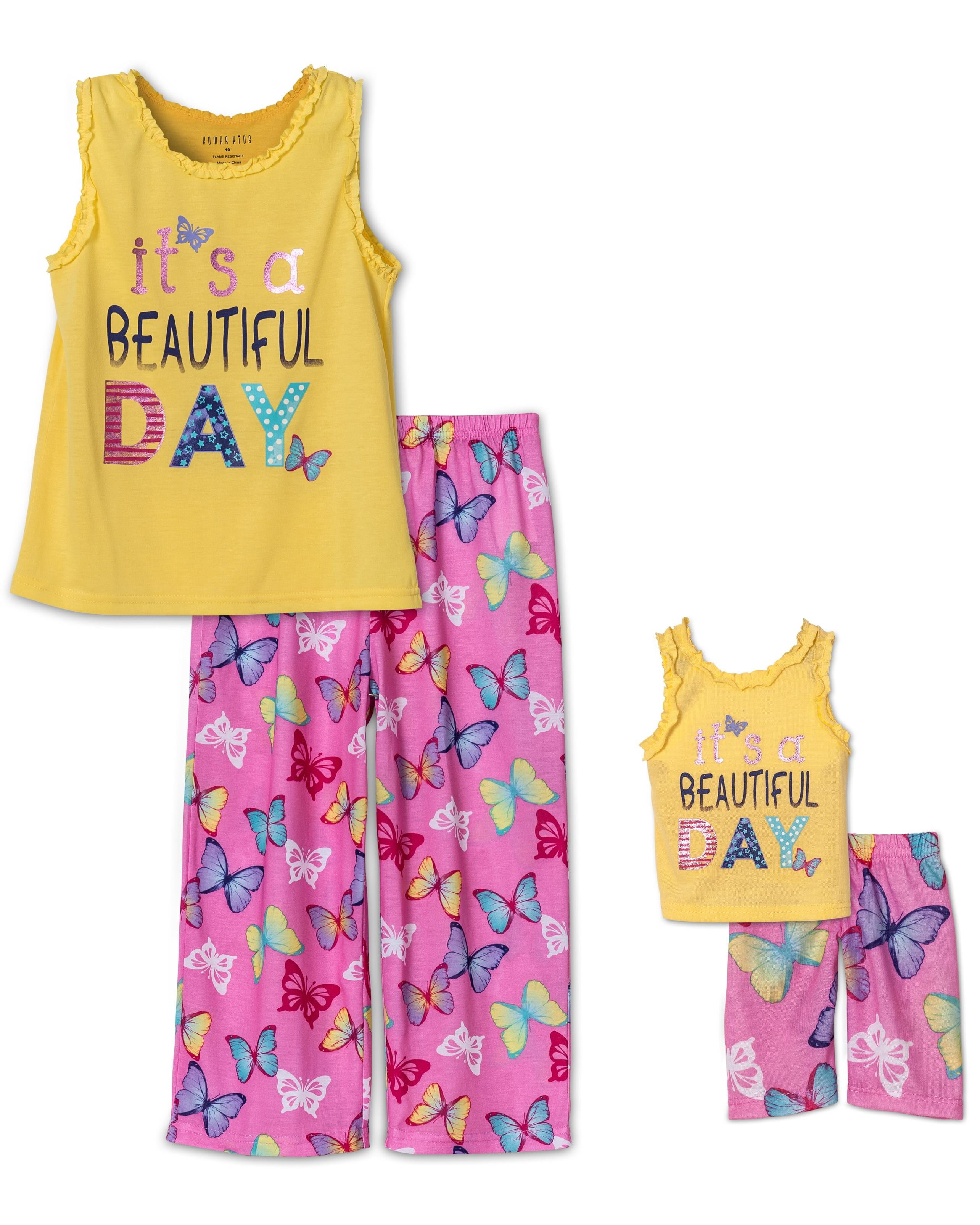 Komar Kids Girls Pajama Me and My Doll Fun Top and Pants Sleepwear ...