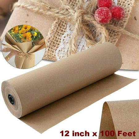 Xizioo 12 Inch 30 Meters Brown Kraft Wrapping Paper Roll For Wedding ...