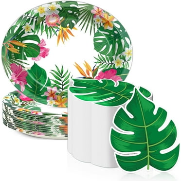 Motipuns 100 Pcs 9 Inch Plates AFN1Hawaiian Themed Paper Plates ...