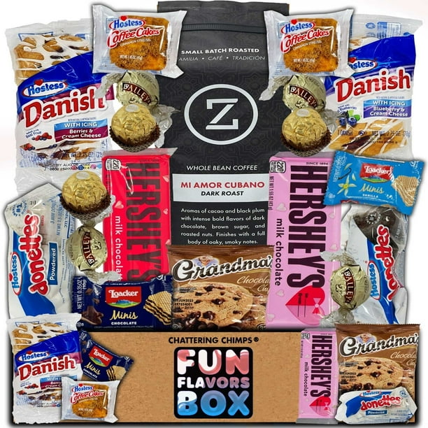 Fun Flavors Box Coffee Gift Basket, Dark Roast Variety Pack, Cookies ...