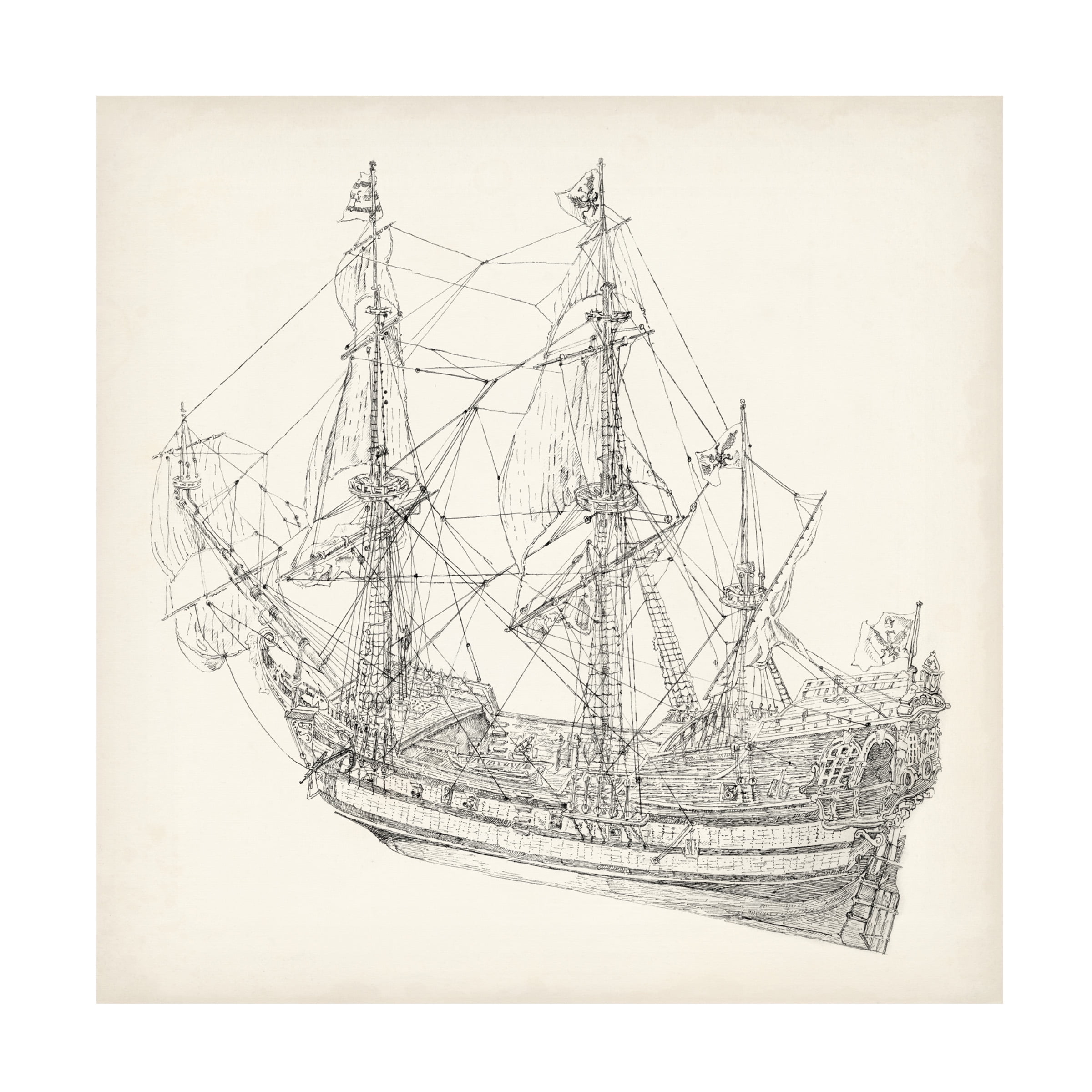 Richard Foust 'Antique Ship Sketch I' Canvas Art - Walmart.com