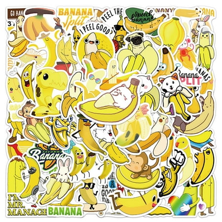 Tatum88 60 PCS Cute Banana Stickers,Funny Fruit Stickers,Vinyl ...