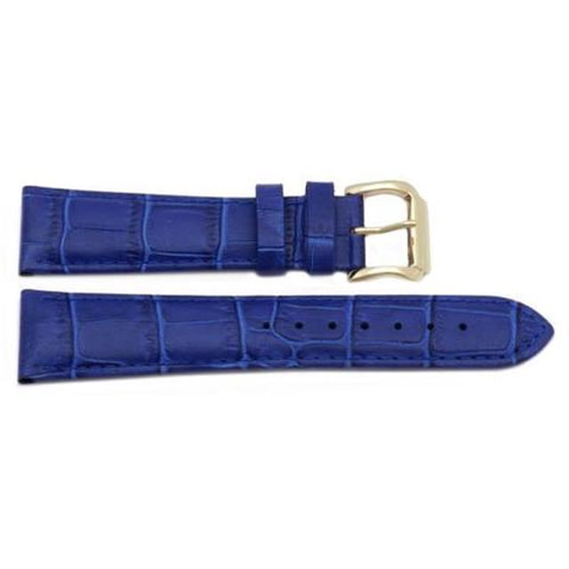 Genuine Square Crocodile Textured Leather 22mm Blue Watch Strap ...