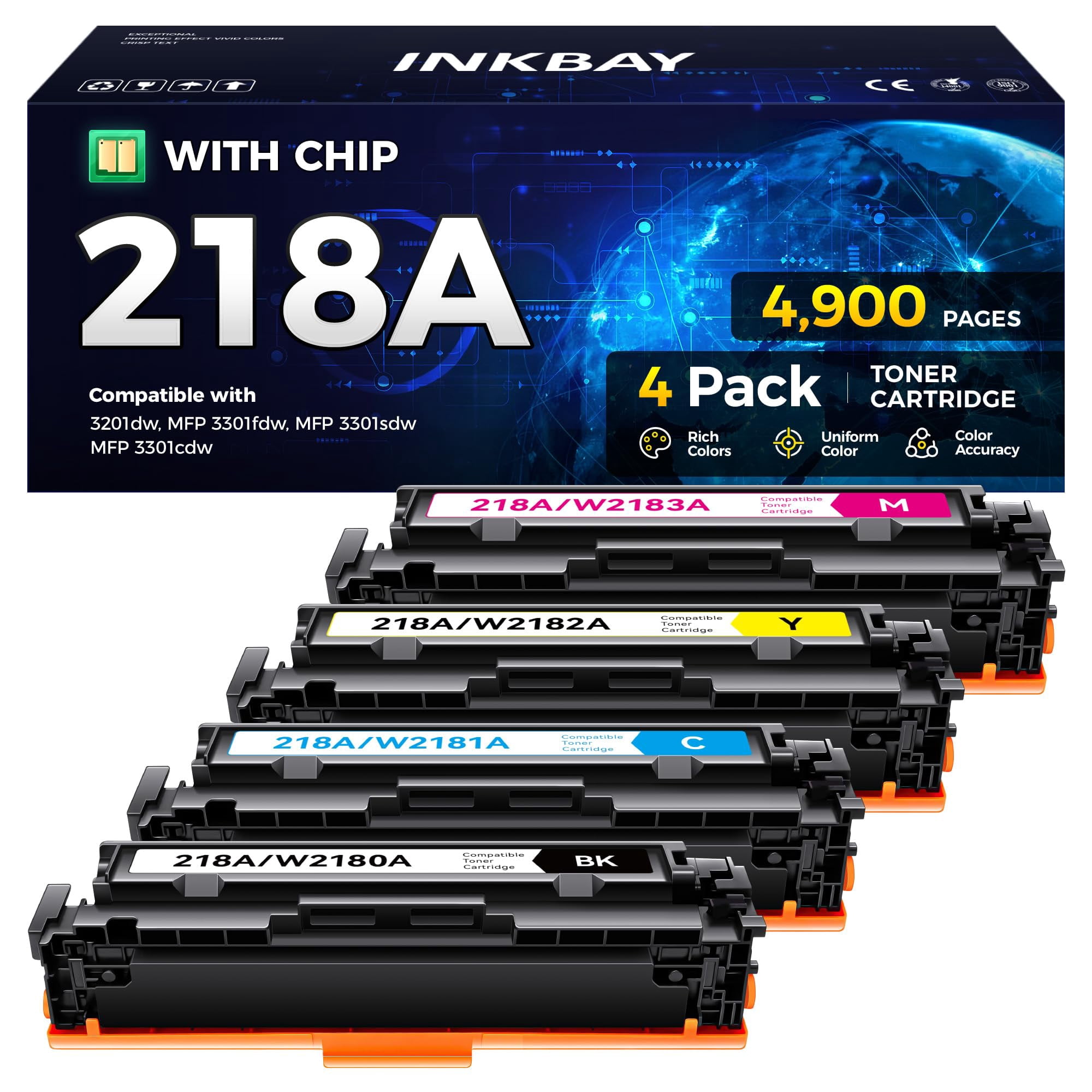 Click here for Inkbay 218a 218x Toner Cartridges Set 3301fdw 4-Pa... prices