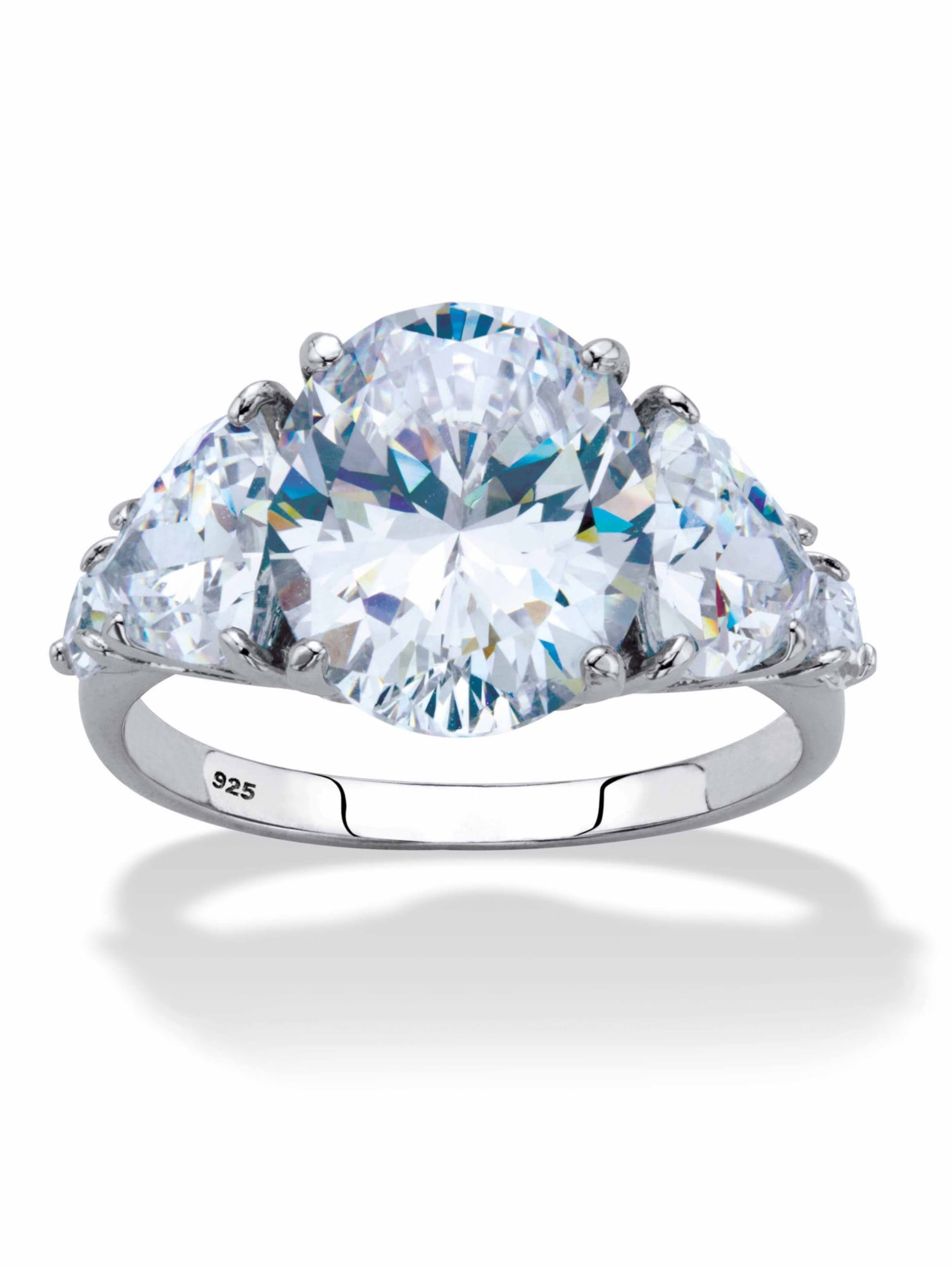PalmBeach Jewelry - Oval and Trilliant-Cut Cubic Zirconia Engagement ...