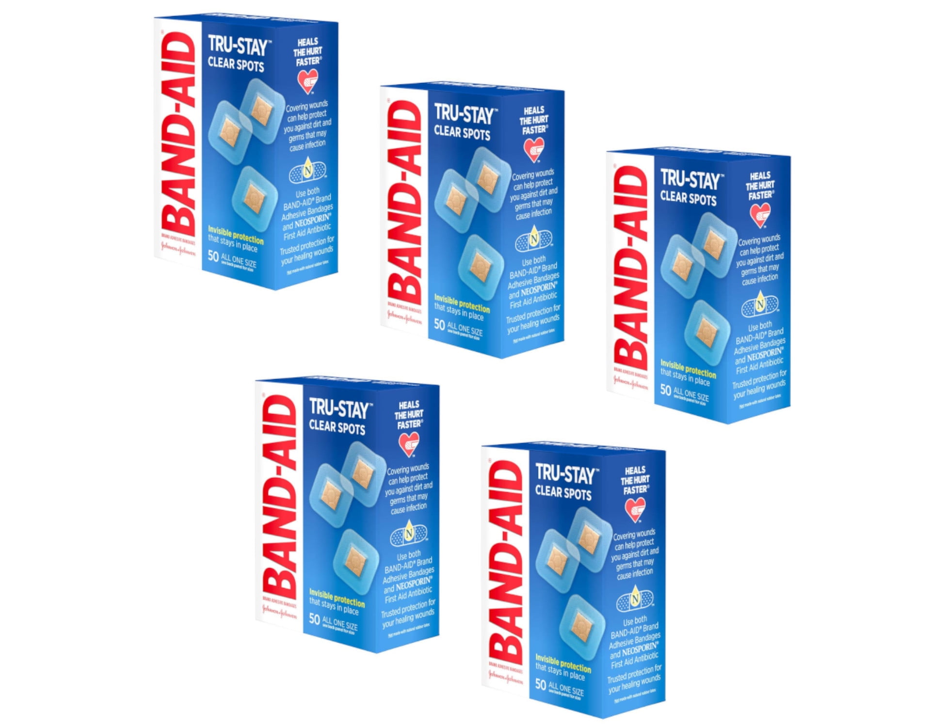 Band-Aid Adhesive Bandage Clear Spots Quiltvent Technology, 50ct, 5 ...