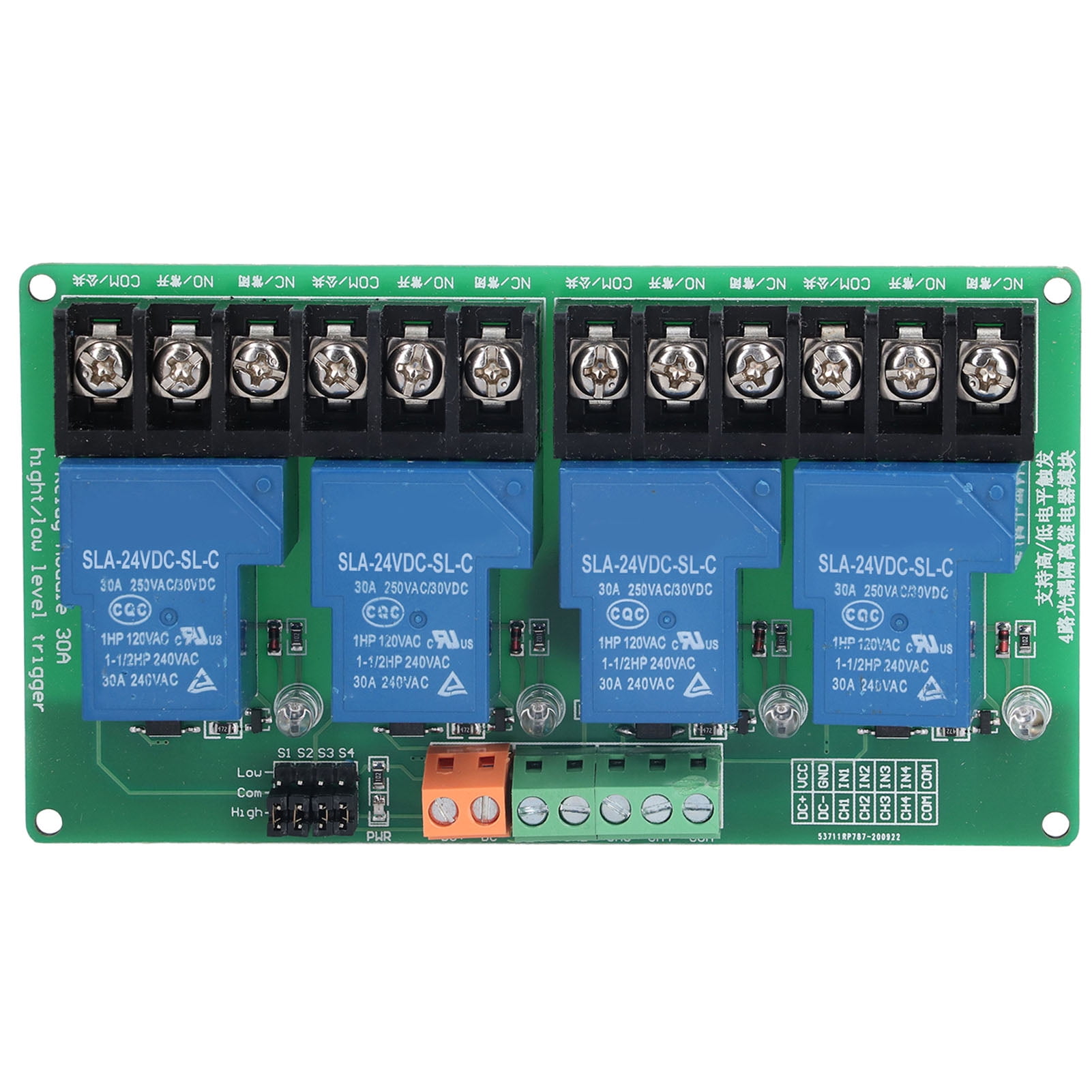 Relay Module 4 Channel 30A High Low Level Current Relay Module with ...