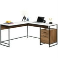 Pemberly Row Engineered Wood L-Shaped Desk in Sindoori Mango/Natural ...