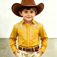 Boys Western Cowboy Print Shirt Long Sleeve Button Down Casual Top ...