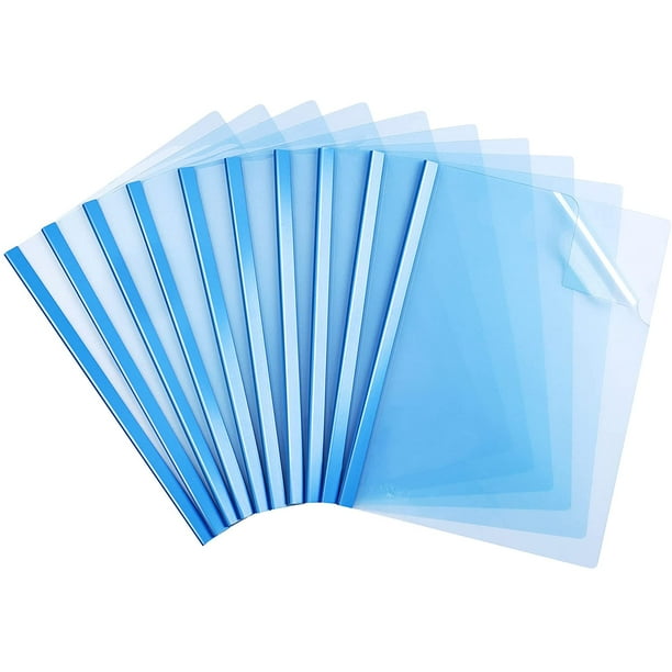 10 Pack Sliding Bar Clear Report Covers for A4 Size Paper, Blue ...