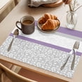 Abstract Purple Cotton Linen Placemats Set of 2, Grey Stripes Floral ...