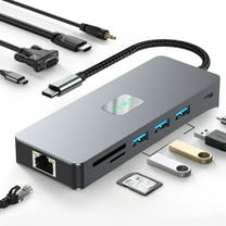 USB C HUB, USB C Adapter 11 in 1 Dongle with 4K/60HZ HDMI, VGA, PD 100W ...