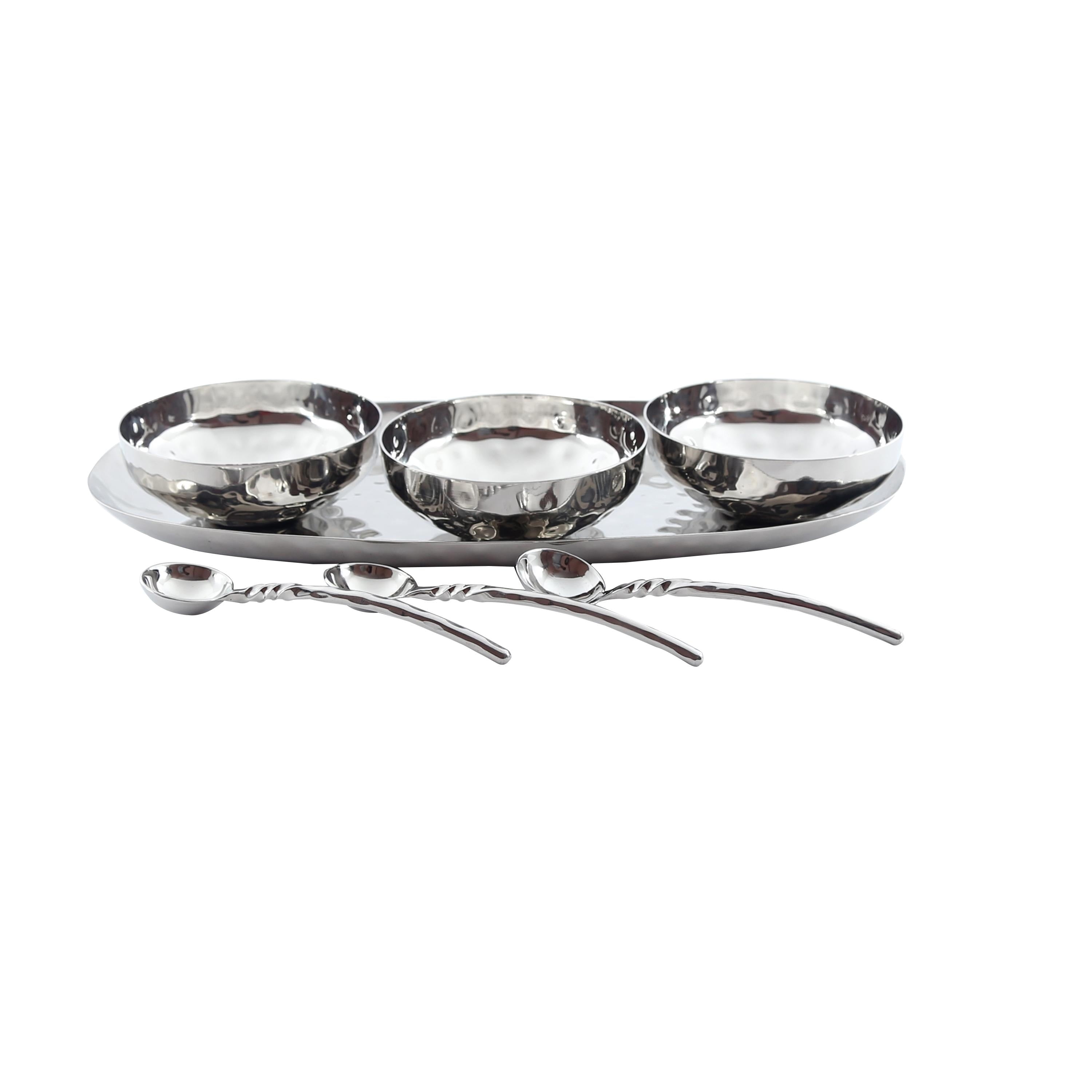 Inox 7-piece Full Polished Hammered Stainless Steel Condiment Set ...