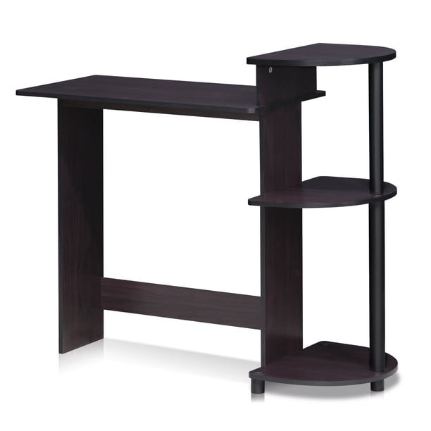 Furinno Compact Computer Desk with Shelves, Dark Walnut, 11181DWN ...
