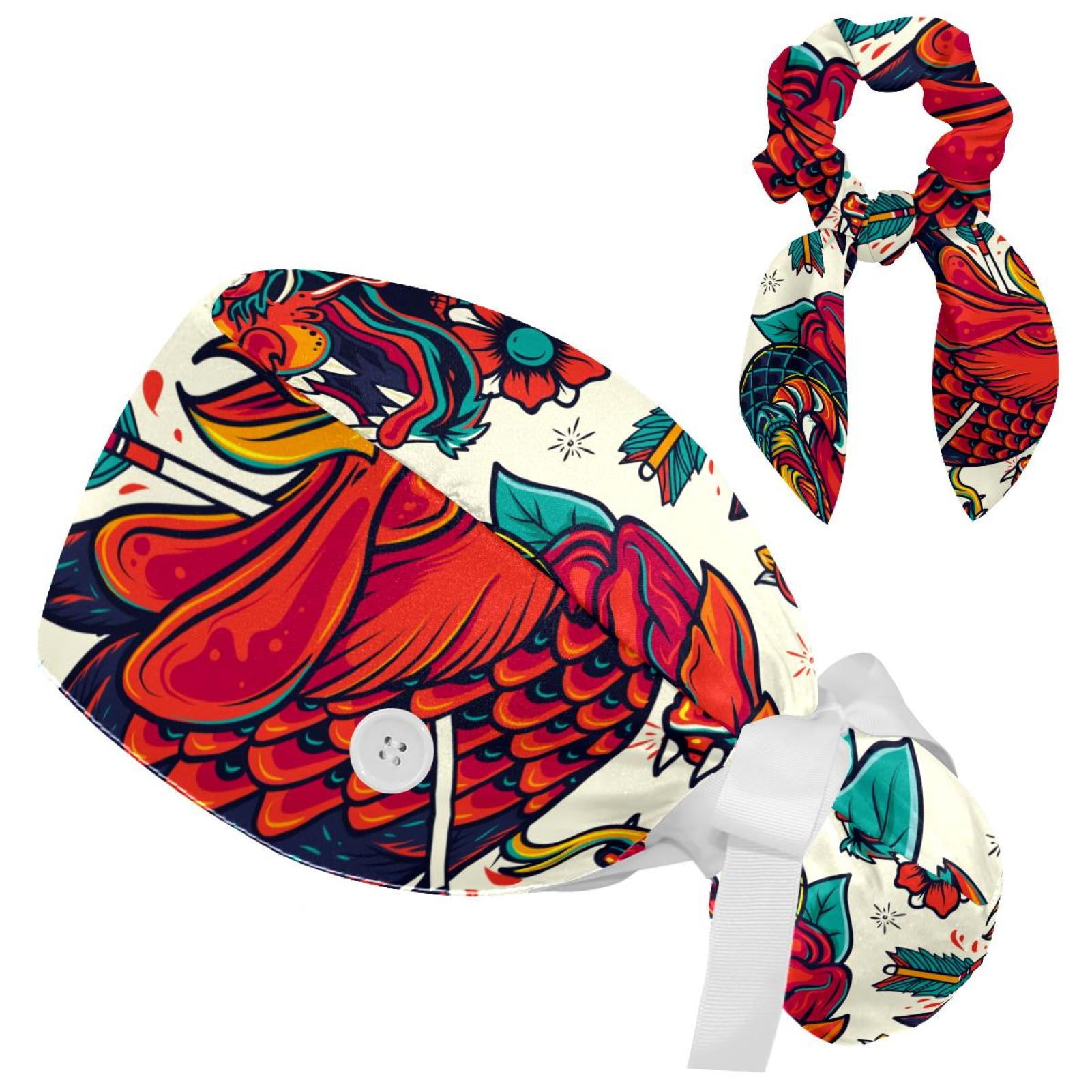 Working Cap with Buttons and Sweatband Scrub Hat Bouffant Caps with ...