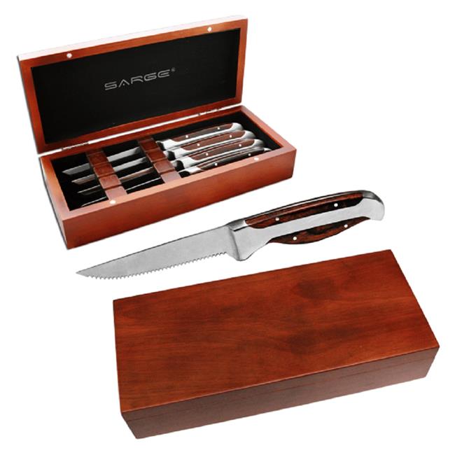 Sarge Knives SARSK-107 Satin Sarge Fully Serrated Rosewood Steak ...