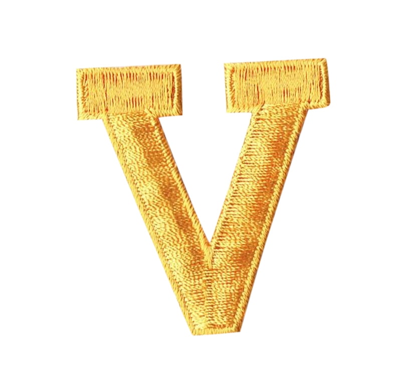 Alphabet Letter - V - Color Yellow - 2" Block Style - Iron On ...