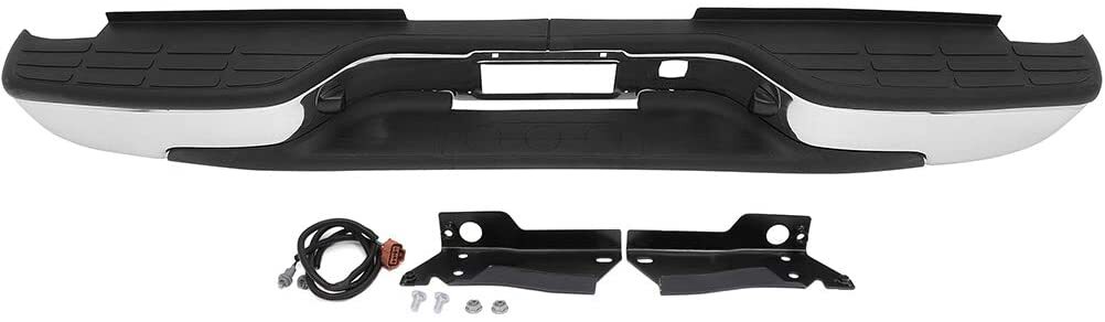 CCIYU Chrome Rear Bumper With License Plate Lights Compatible for 1999 ...