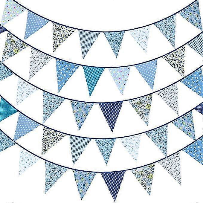 Banderines de tela ZHAOCHENG 40 pies DISEÑO floral azul banderines ...